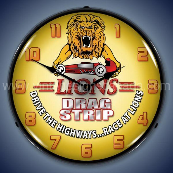 Lion's Drag Strip LED Clock | Vintage Signs Canada